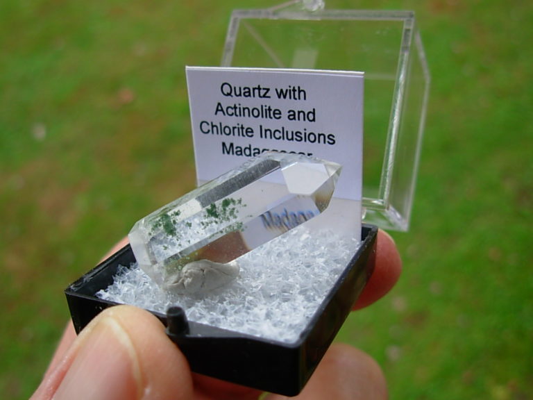 Quartz Polished Point with Actinolite and Chlorite Inclusions - Spirit ...